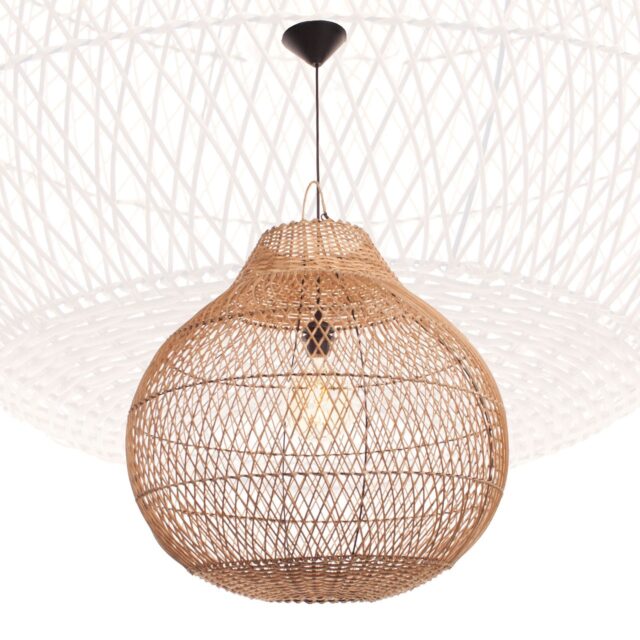 Hanglamp zwart rotan / riet Hauwert 50 cm - LampenConcurrent.nl