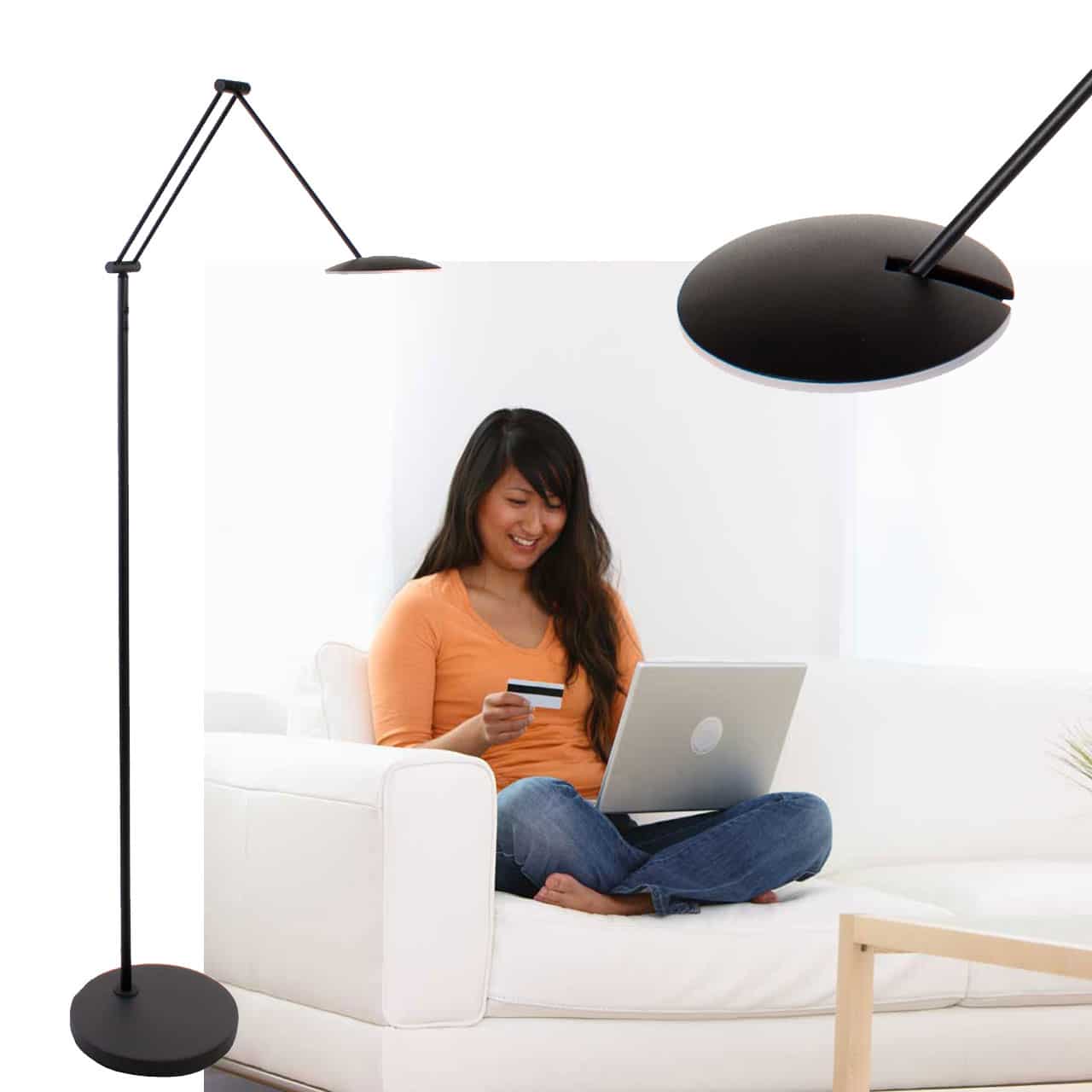 Zwarte staande leeslamp New Sapporo - LampenConcurrent.nl