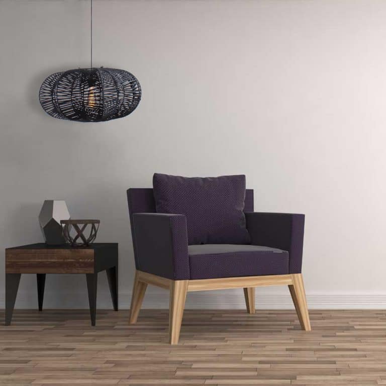 Zwarte rieten hanglamp peer 40 cm - LampenConcurrent.nl