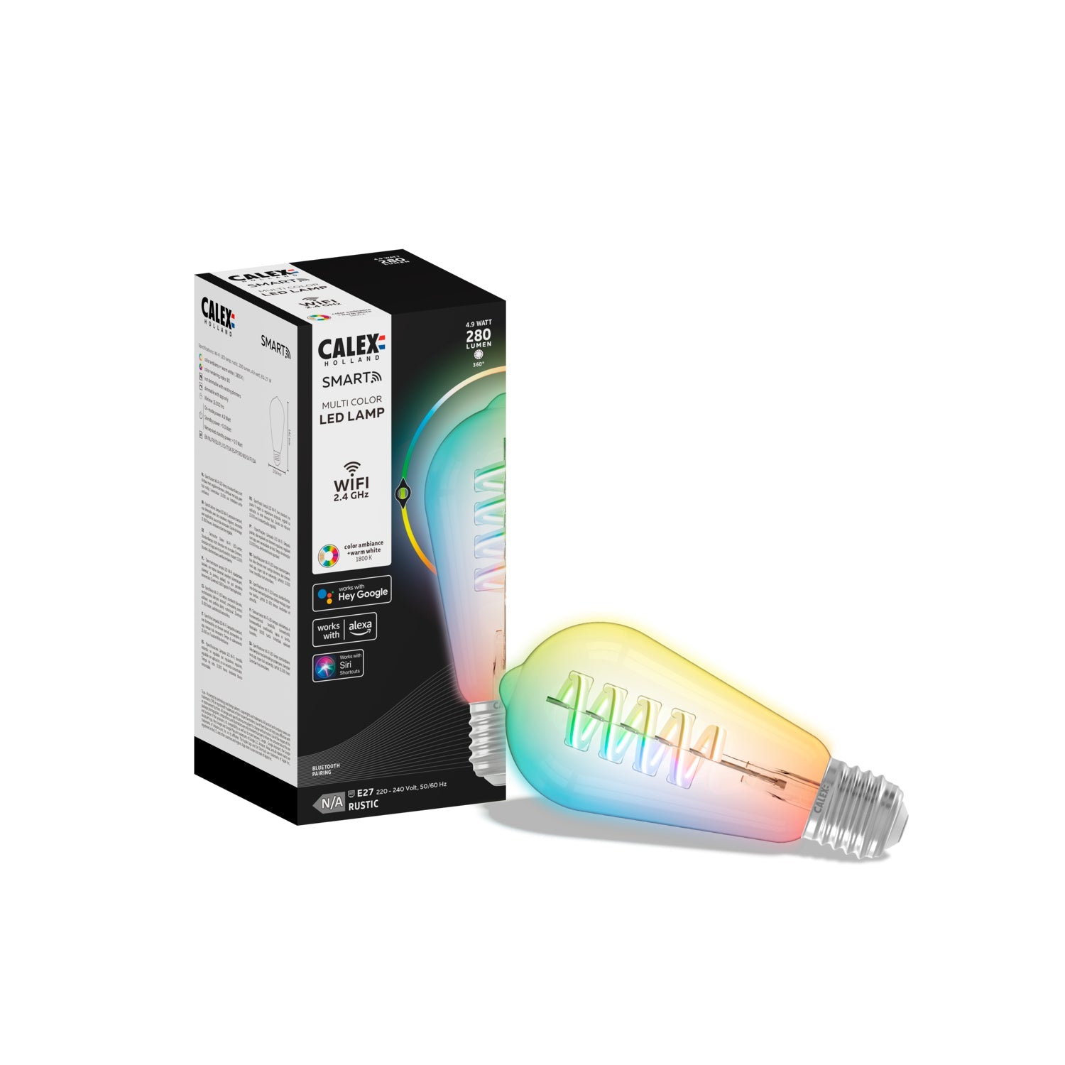 Calex Smart Rustiek ST64 | helder glas | flex filament LED | E27 ...